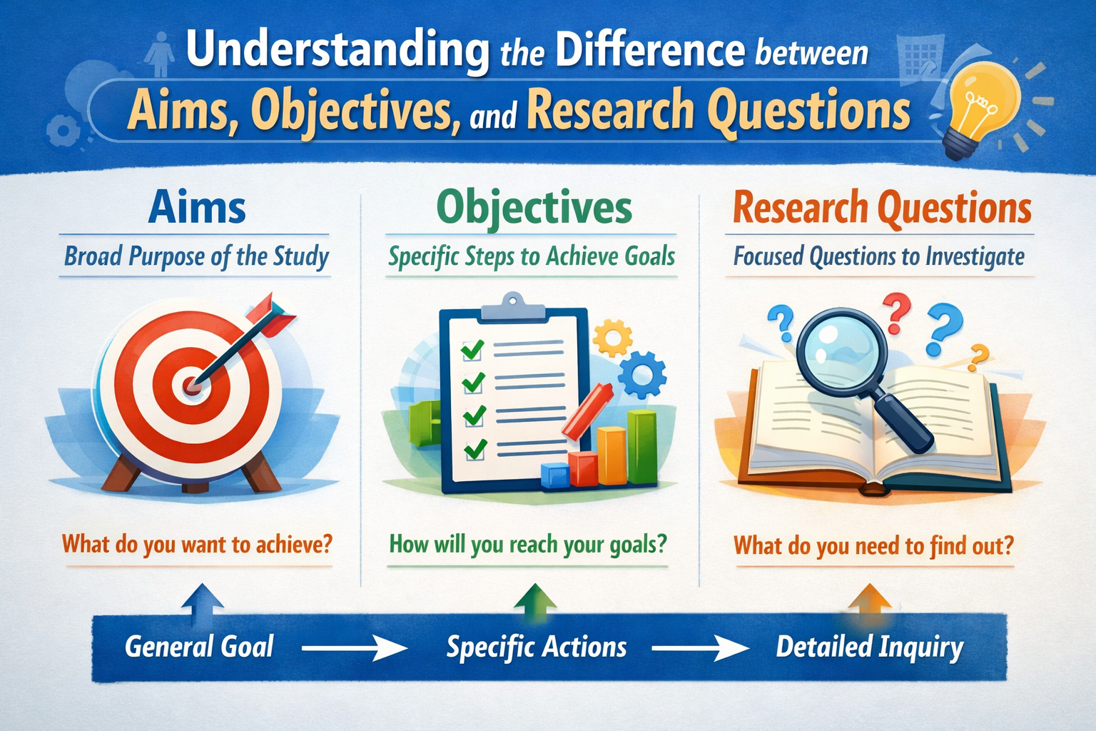 Difference between Aims, Objectives & Research Questions